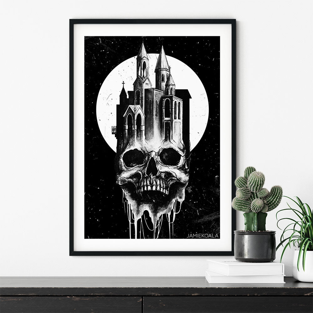 Skull Castle Moon Print – Koala Art & Design